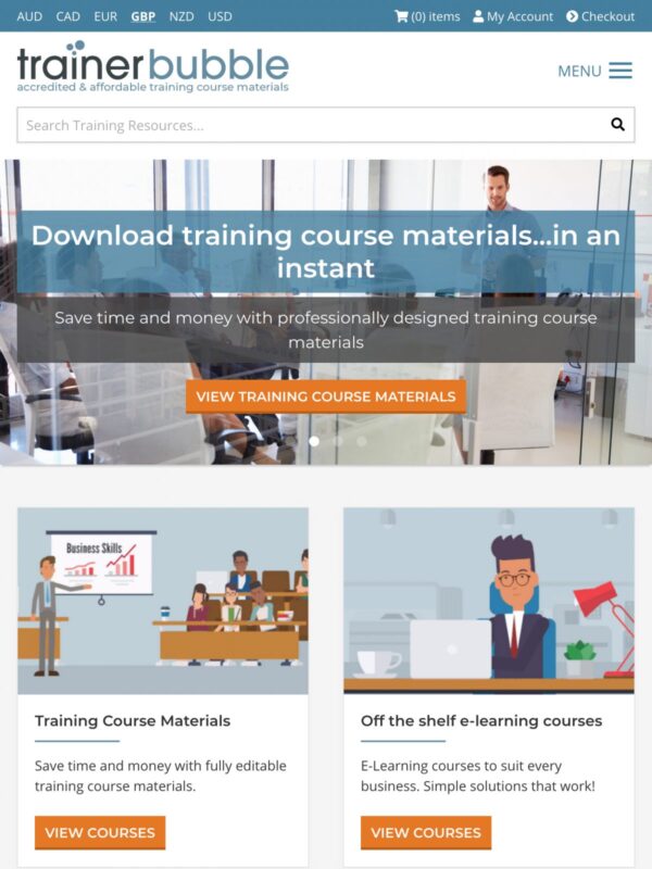 Web Design Portsmouth, Hampshire, Trainer Bubble