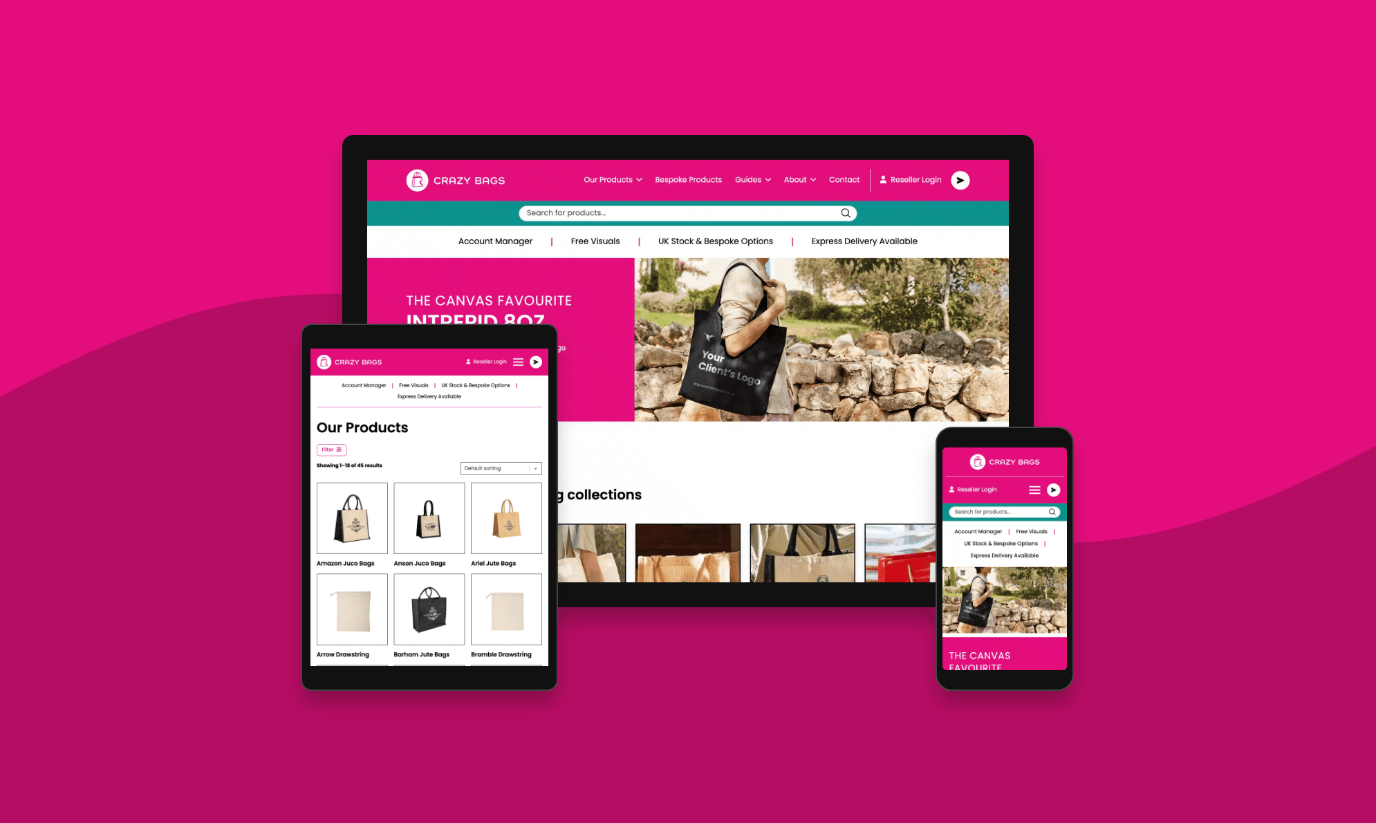 Web Design Southampton, Hampshire, Crazy Bags